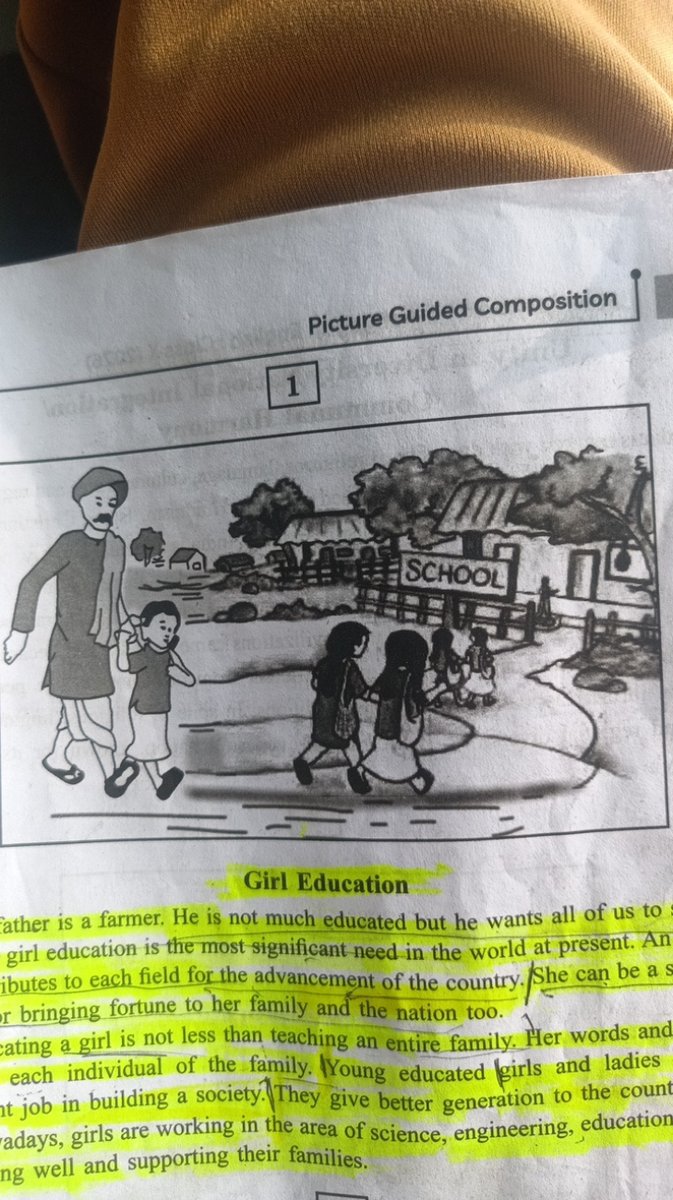 Picture Guided Composition Girl Education Father is a farmer. He is not..