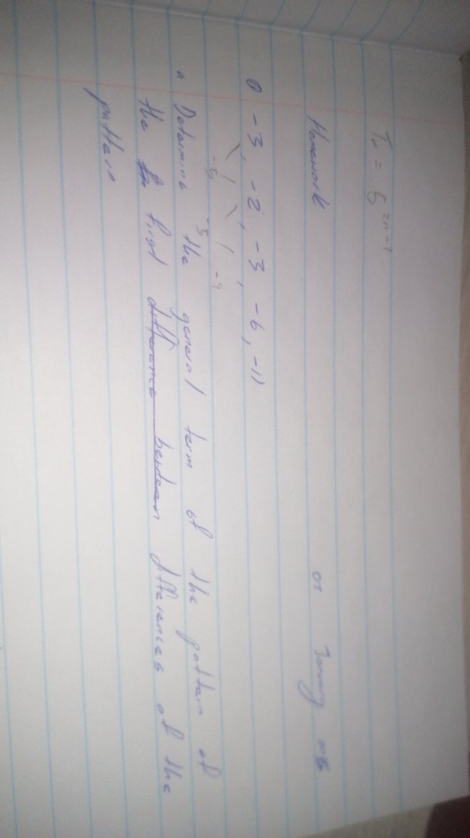 Given the sequence: -3, -2, -3, -6, -11 a) Determine the general term of..