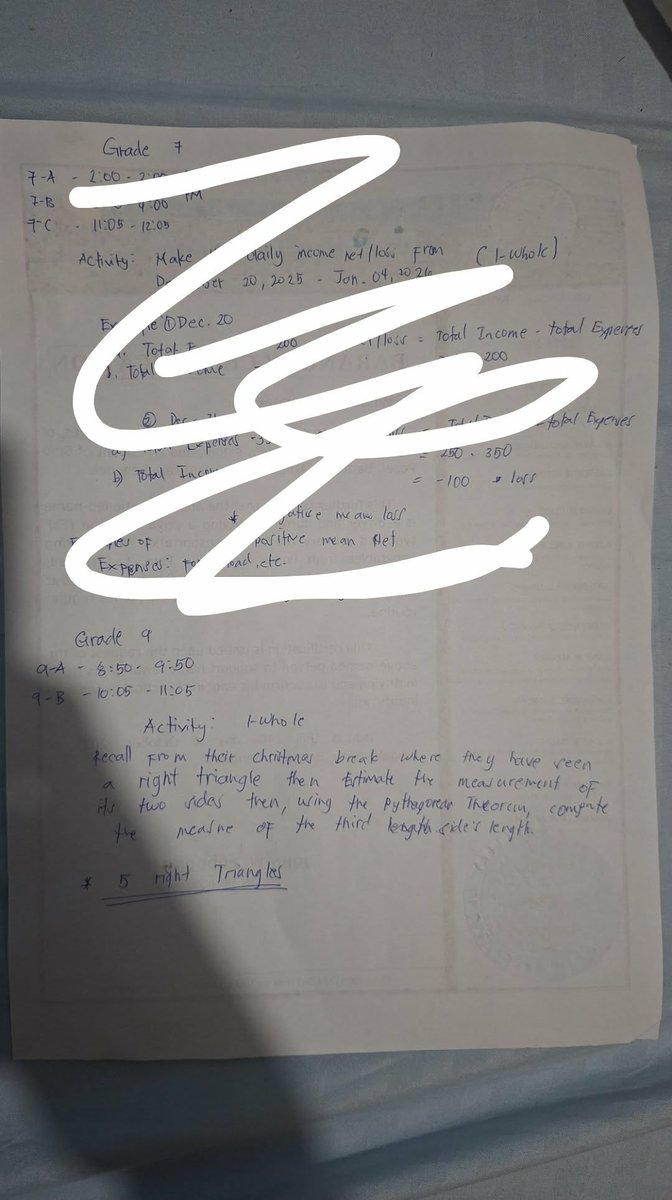 Grade 9 Activity: 1-whole Recall from their Christmas break where they ha..