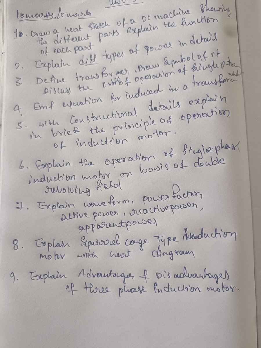 Draw a neat sketch of a DC machine showing the different parts. Explain t..