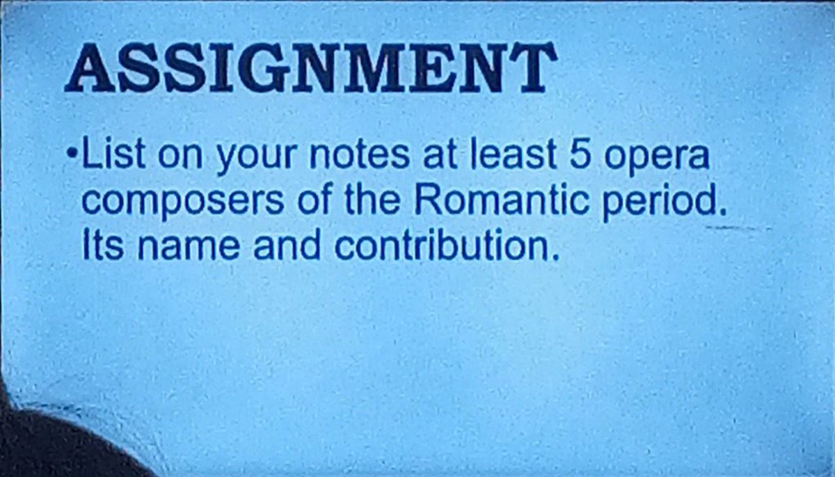 List on your notes at least 5 opera composers of the Romantic period. Its..