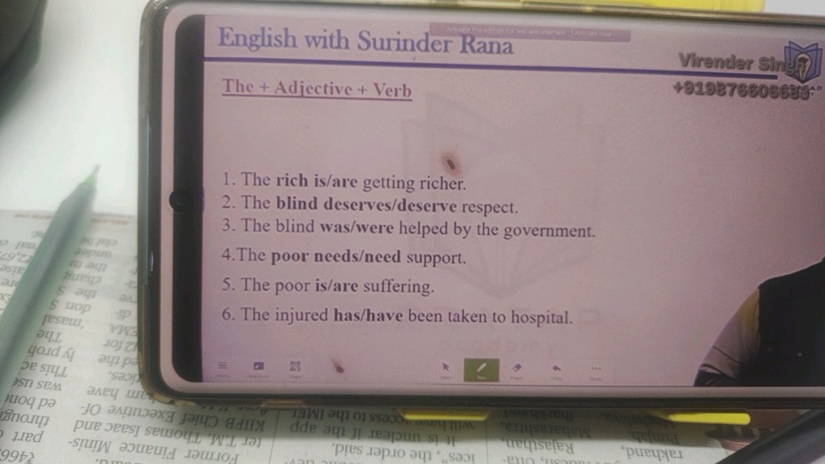 The + Adjective + Verb The rich is/are getting richer. The blind deserve..