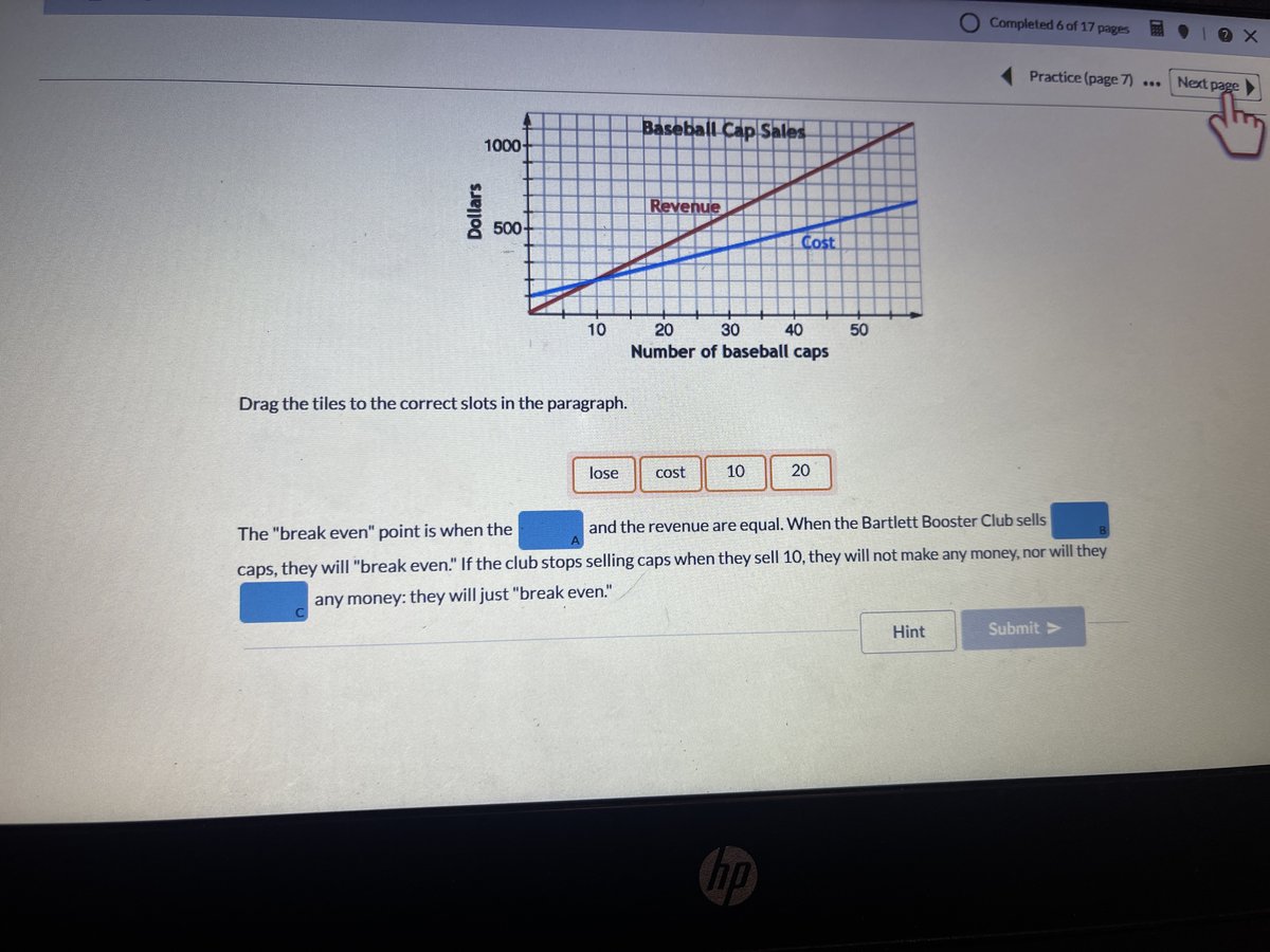 Drag the tiles to the correct slots in the paragraph. Tiles: lose, cost,..