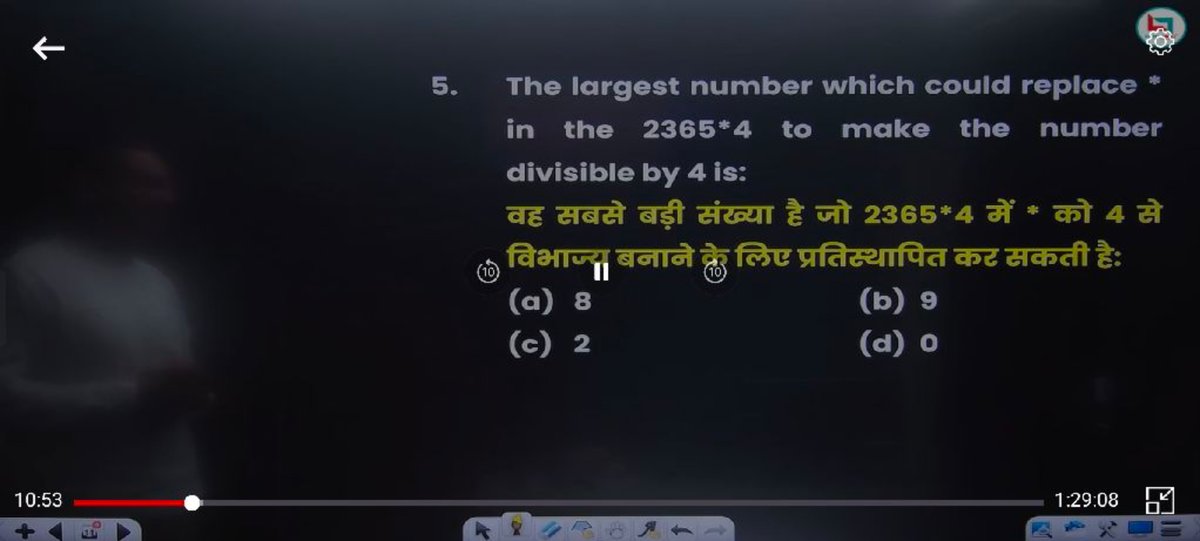 The largest number which could replace * in the 2365*4 to make the number..