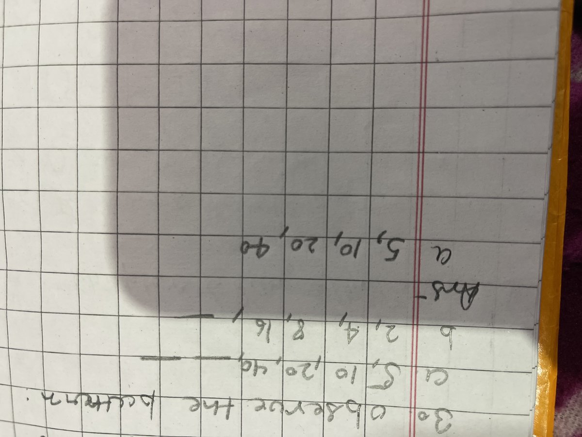 Observe the pattern. a) 5, 10, 20, 40, __ b) 2, 4, 8, 16, __ | Filo