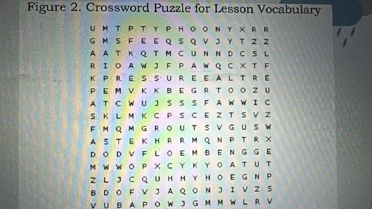 Figure 2. Crossword Puzzle for Lesson Vocabulary UMTPTYPHOONYXRR GMSFEEQ..