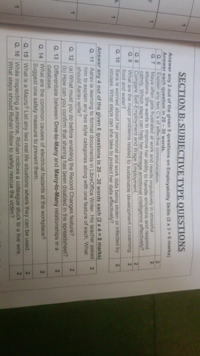 SECTION B: SUBJECTIVE TYPE QUESTIONS Answer any 3 out of the given 5 que..