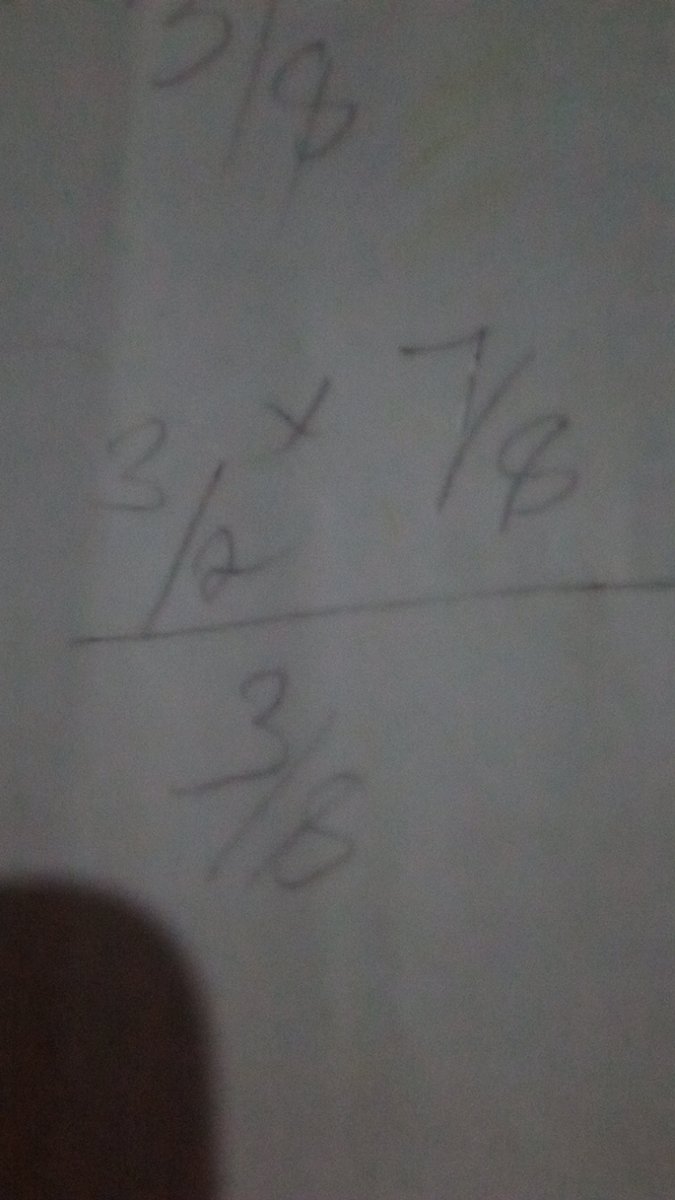 Simplify the expression: \frac{\frac{3}{2} \times \frac{7}{8}}{\frac{3}{..
