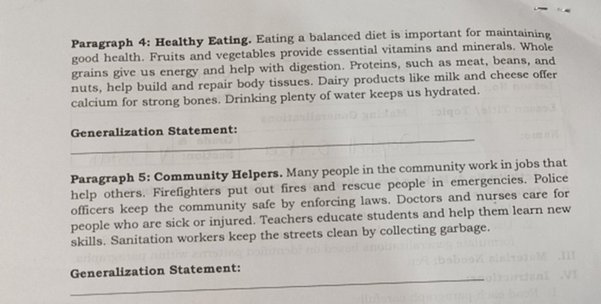Paragraph 4: Healthy Eating. Eating a balanced diet is important for main..