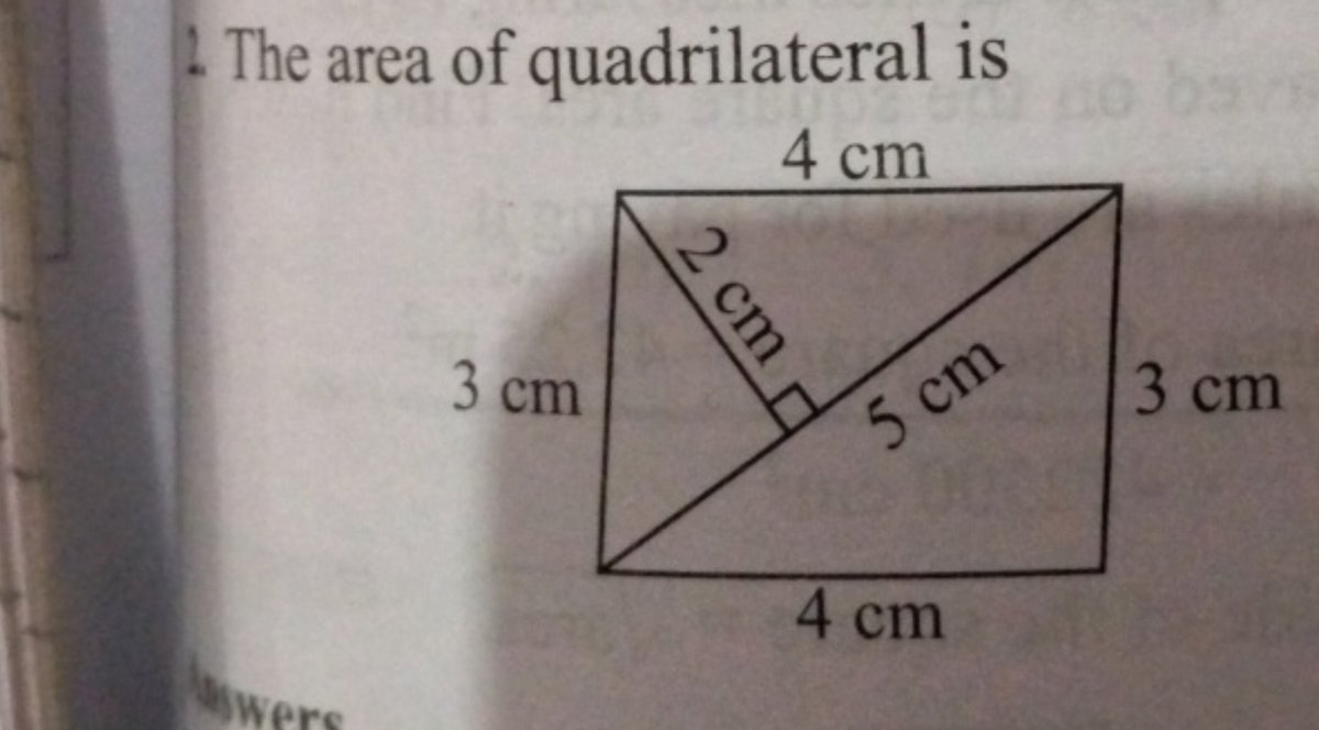 The area of quadrilateral is given in the diagram. Calculate the area of