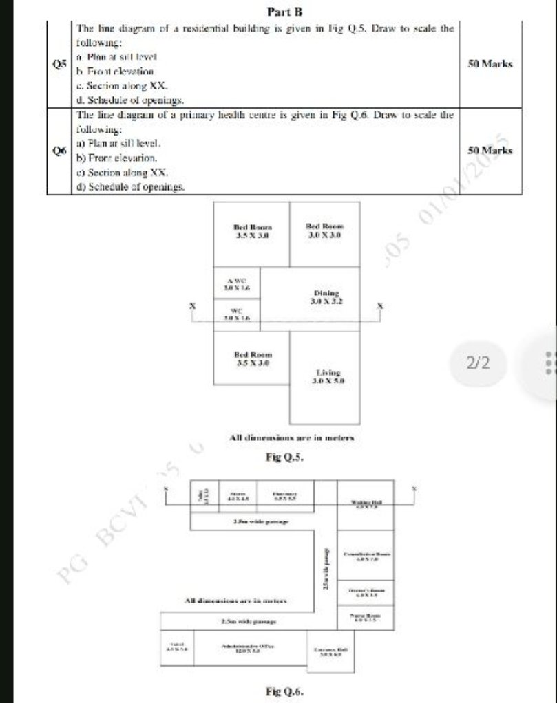 The line diagram of a residential building is given in Fig Q.5. Draw to s..