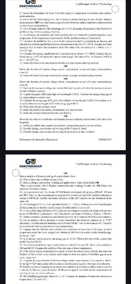 Discuss the dependence of Fermi level with respect to temperature for int..