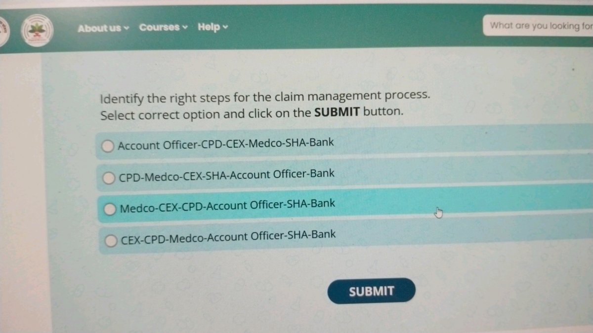 Identify the right steps for the claim management process. Select correct..