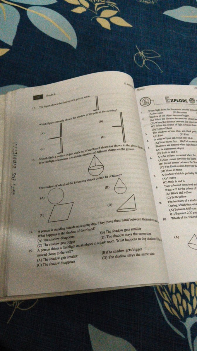 The figure shows the shadow of a pole at noon. Which figure correctly sh..
