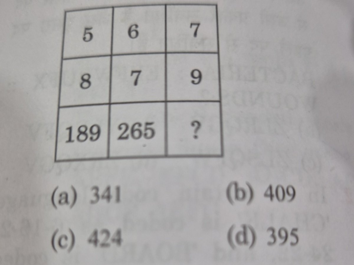 A table is given with numbers arranged in 3 rows and 3 columns. The numbe..