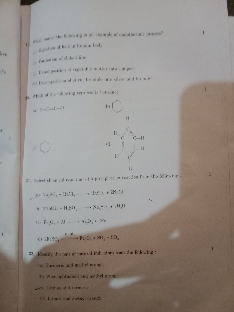 Which one of the following is an example of endothermic process? (a) Dige..