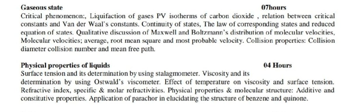 Gaseous state Critical phenomenon: Liquefaction of gases PV isotherms of..