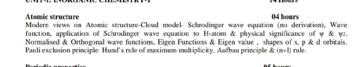 Atomic structure Modern views on Atomic structure-Cloud model- Schroding..