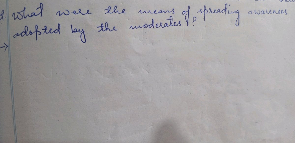 What were the means of spreading awareness adopted by the moderates?..
