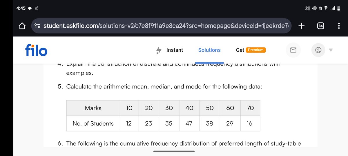 Calculate the arithmetic mean, median, and mode for the following data: