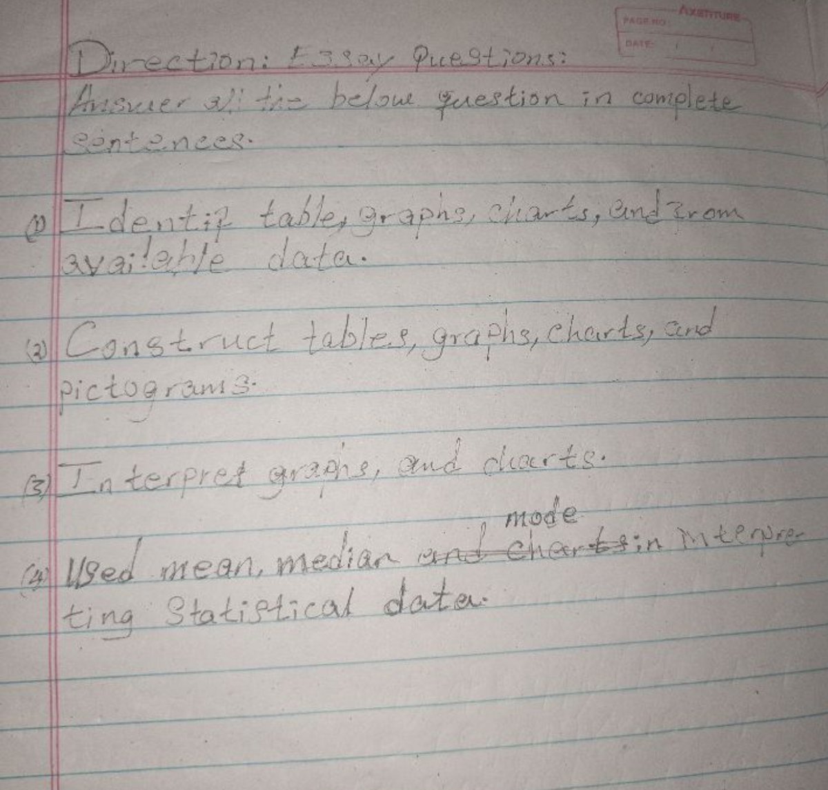 Direction: Essay Questions: Answer all the below questions in complete se..