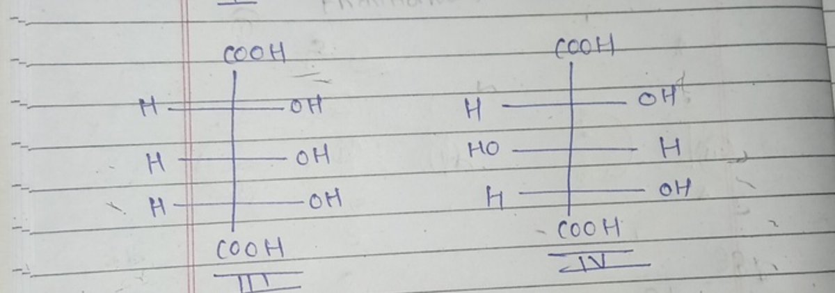 The image shows two chemical structures (Fischer projections) labeled III..