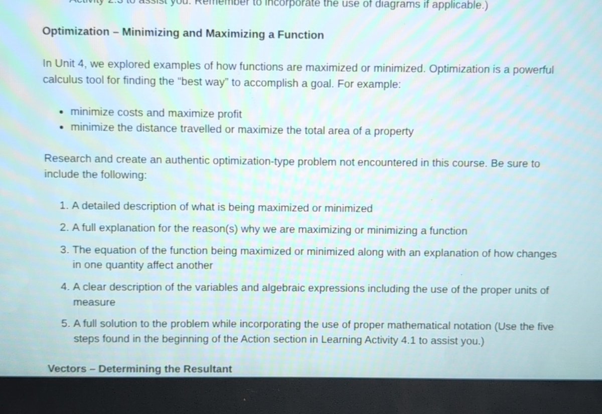Optimization – Minimizing and Maximizing a Function In Unit 4, we explor..