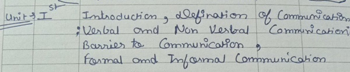 Unit I Introduction, definition of Communication Verbal and Non-Verbal C..