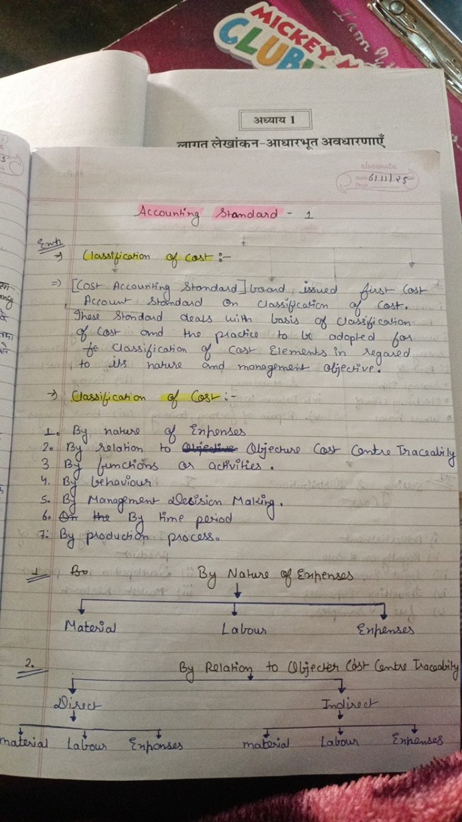Accounting Standard - 1 Classification of Cost: Cost Accounting Standar..