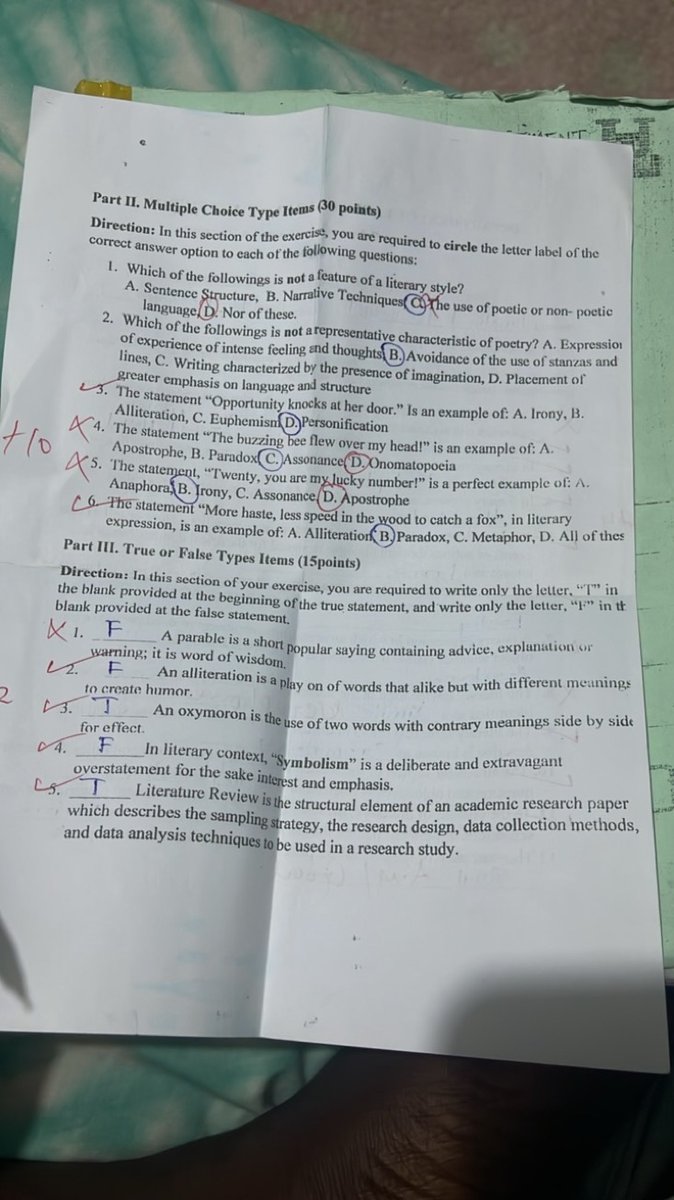 Part II. Multiple Choice Type Items (30 points) Direction: In this sectio..