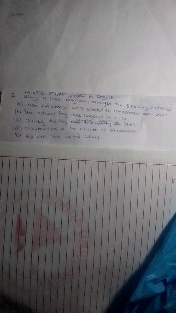What is a tree diagram in English? Using a tree diagram, analyze the foll..