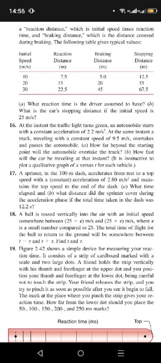 a "reaction distance," which is initial speed times reaction time, and "b..