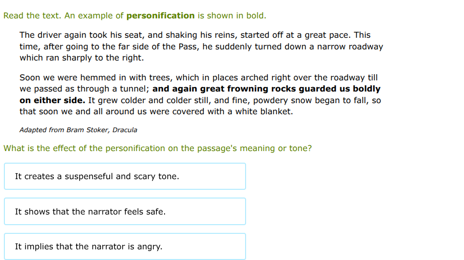 Read the text. An example of personification is shown in bold. The drive..
