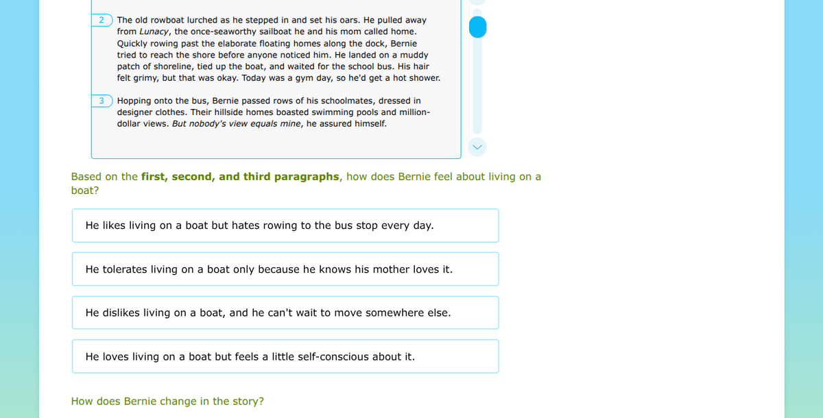 Based on the first, second, and third paragraphs, how does Bernie feel ab..