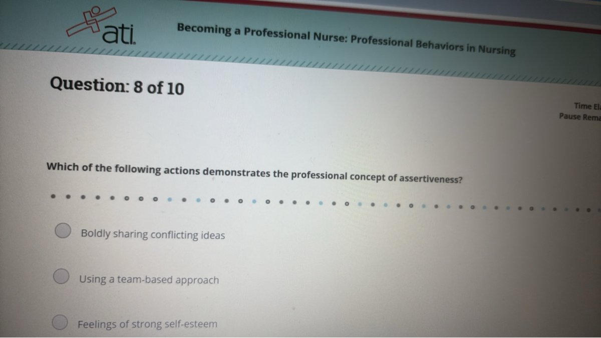 Which of the following actions demonstrates the professional concept of a..