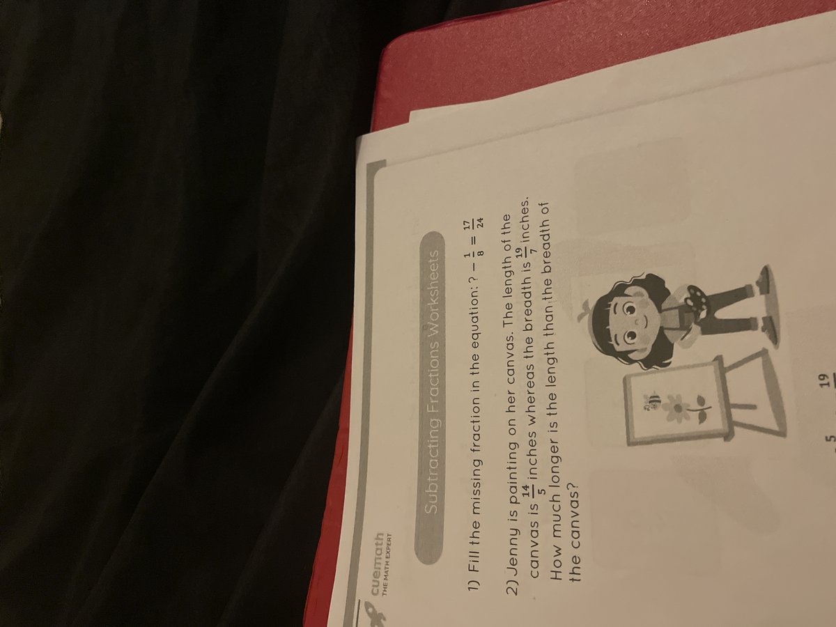 Subtracting Fractions Worksheets 1) Fill the missing fraction in the equ..