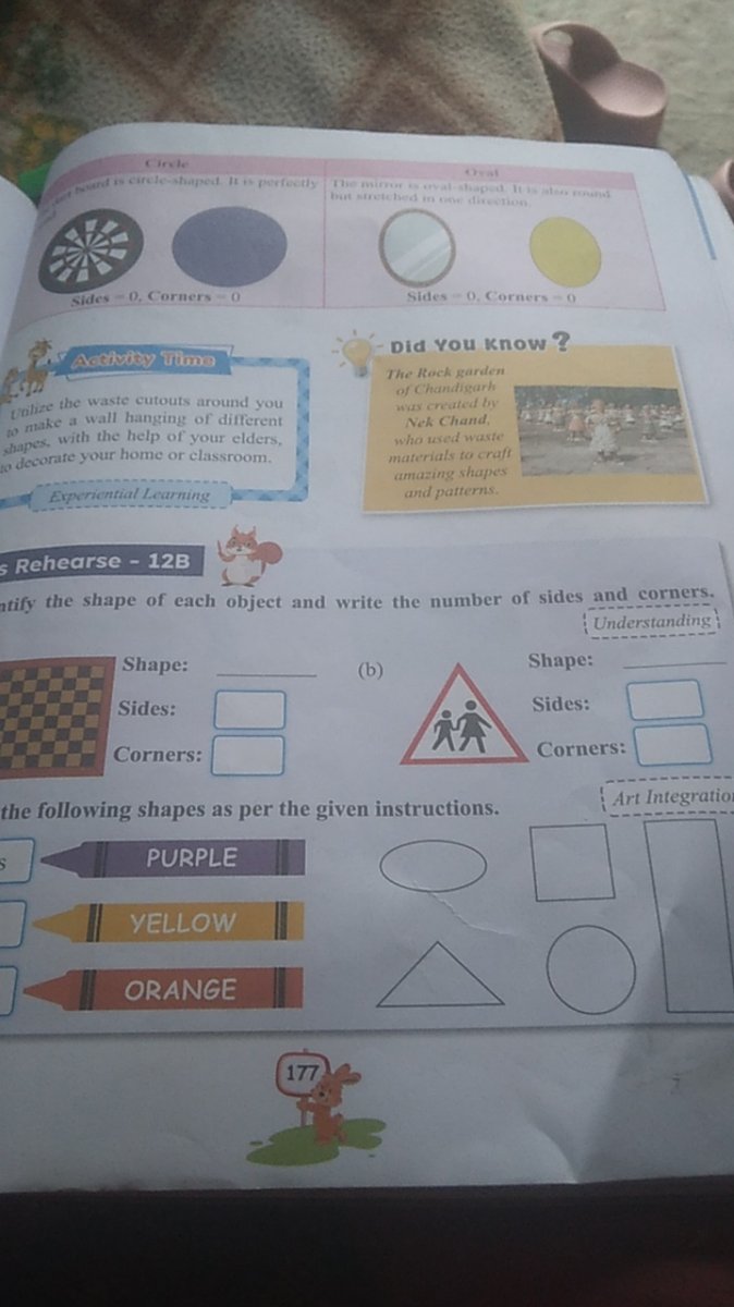 Identify the shape of each object and write the number of sides and corne..