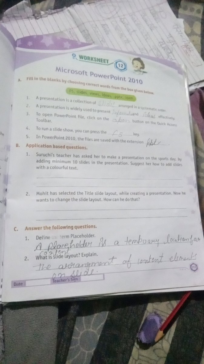 A. Fill in the blanks by choosing correct words from the box given below...