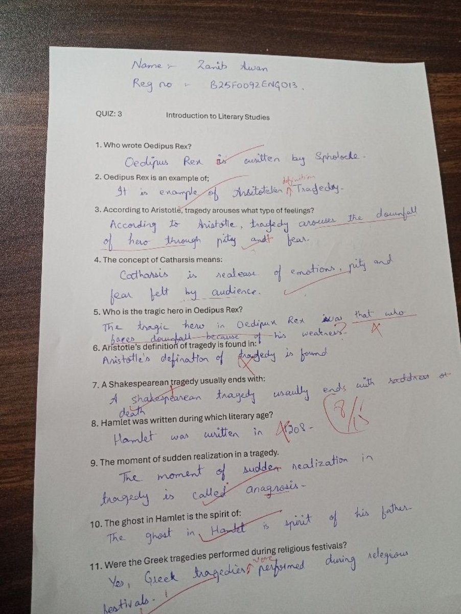 QUIZ: 3 Introduction to Literary Studies Who wrote Oedipus Rex? Oedipus