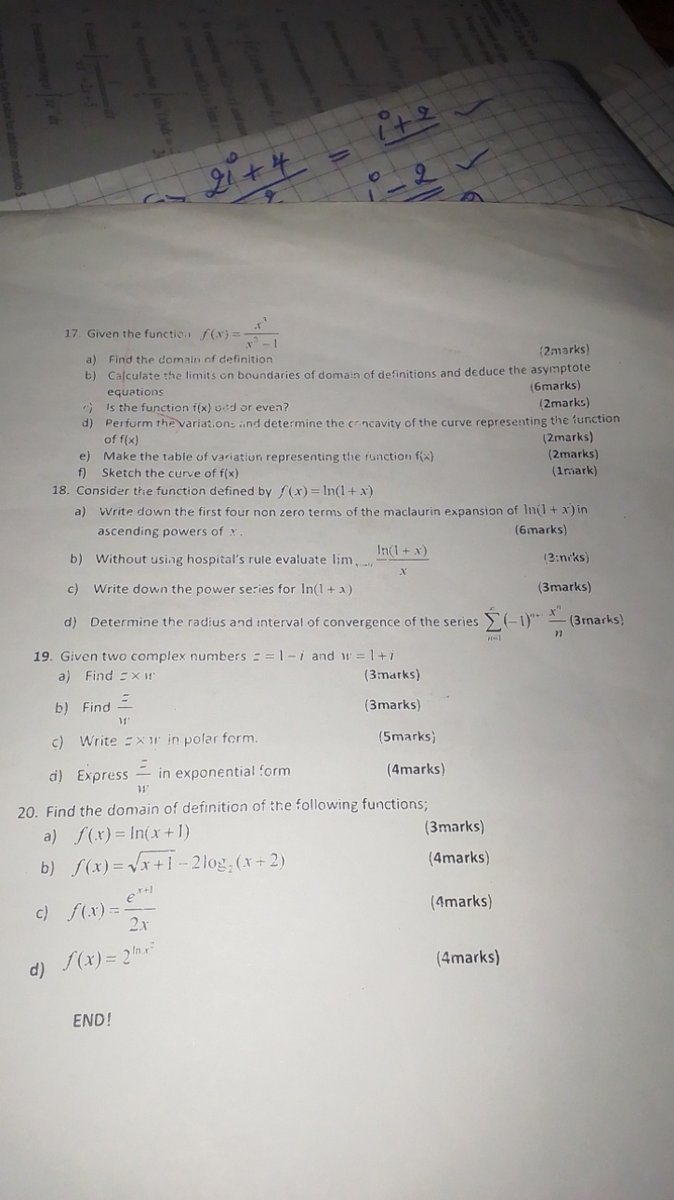 Given the function f(x) = \frac{x^3}{x^2 - 1} a) Find the domain of defin..