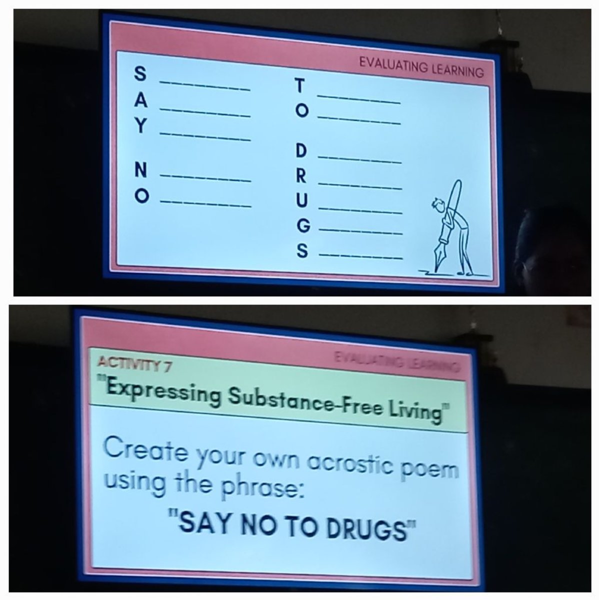 Create your own acrostic poem using the phrase: "SAY NO TO DRUGS" | Filo