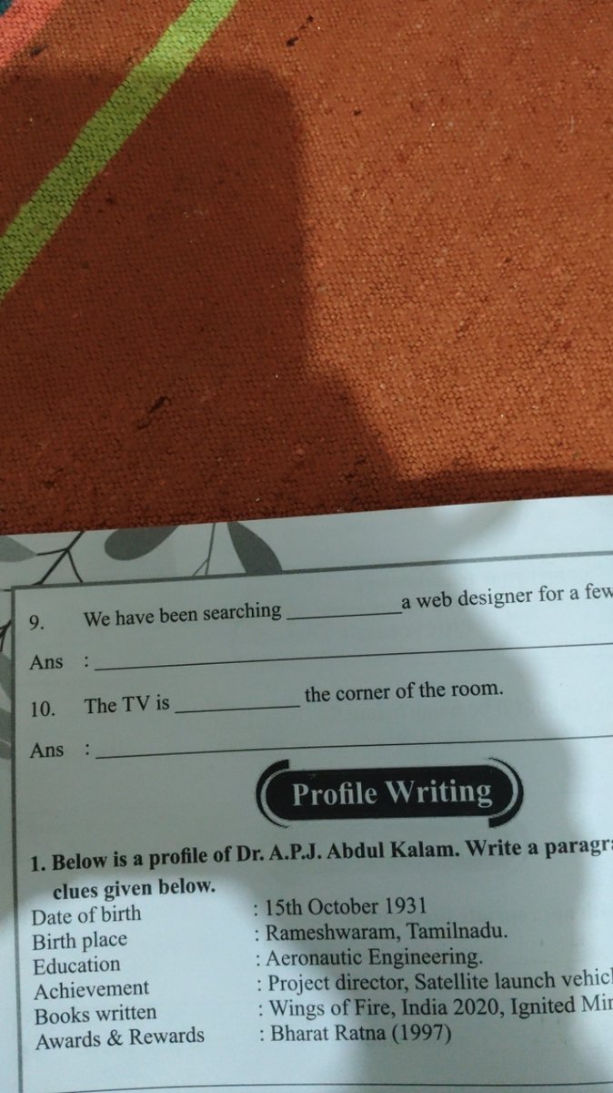 Below is a profile of Dr. A.P.J. Abdul Kalam. Write a paragraph using the..