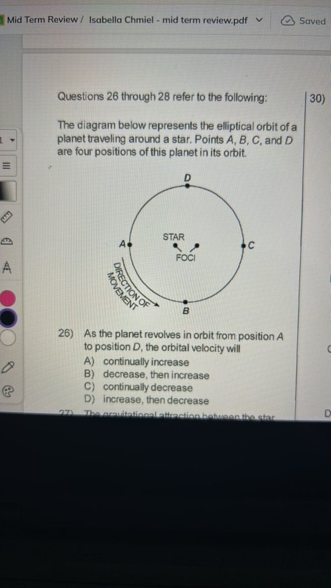 Questions 26 through 28 refer to the following: The diagram below repres..