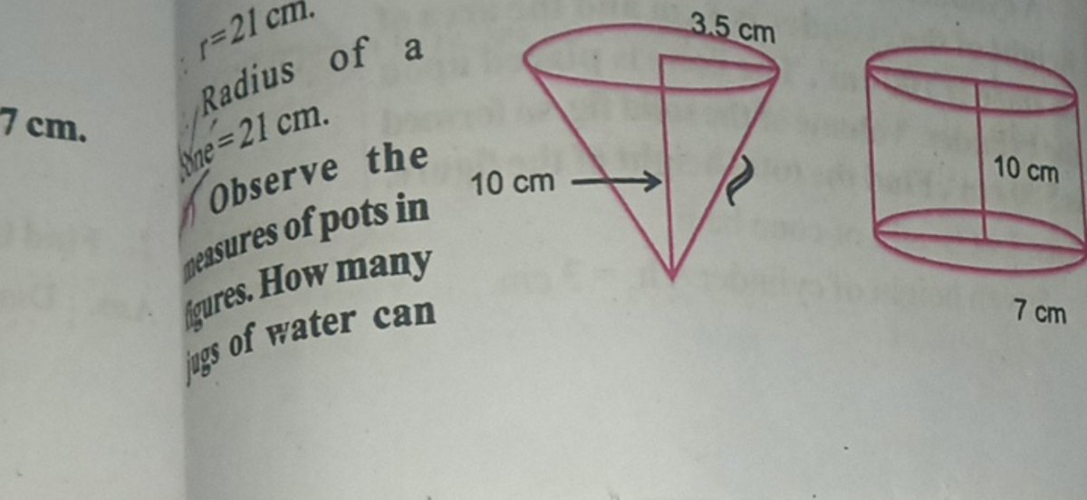 Observe the measures of pots in figures. How many jugs of water can be fi..