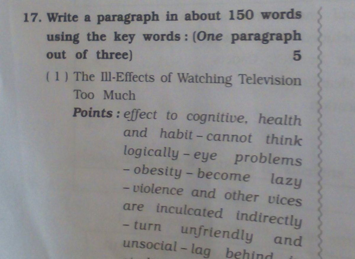 Write a paragraph in about 150 words using the key words: (One paragraph