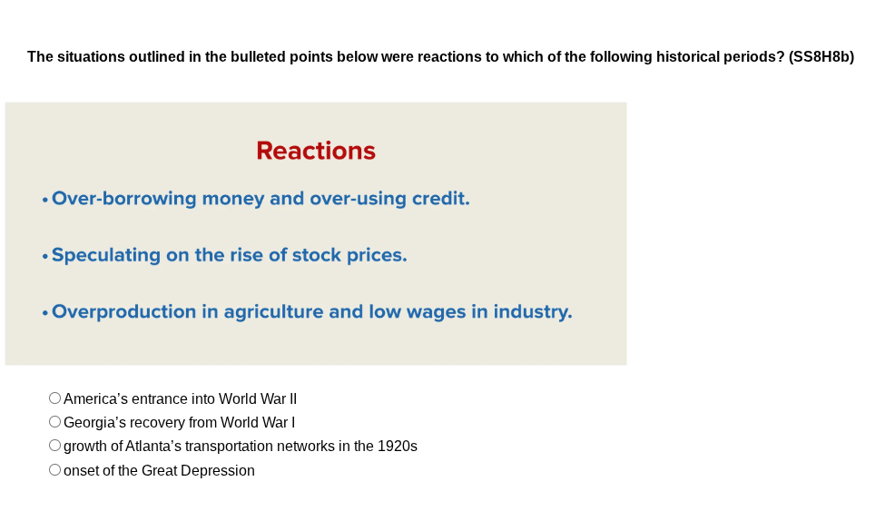 The situations outlined in the bulleted points below were reactions to wh..