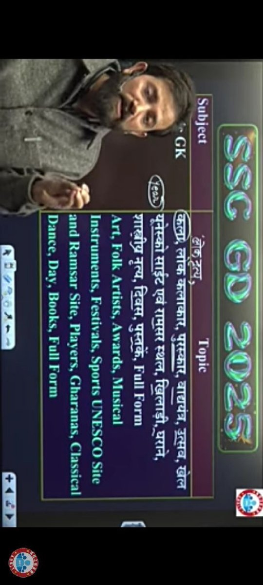 The image displays a table outlining topics for SSC GD 2025 General Knowl..