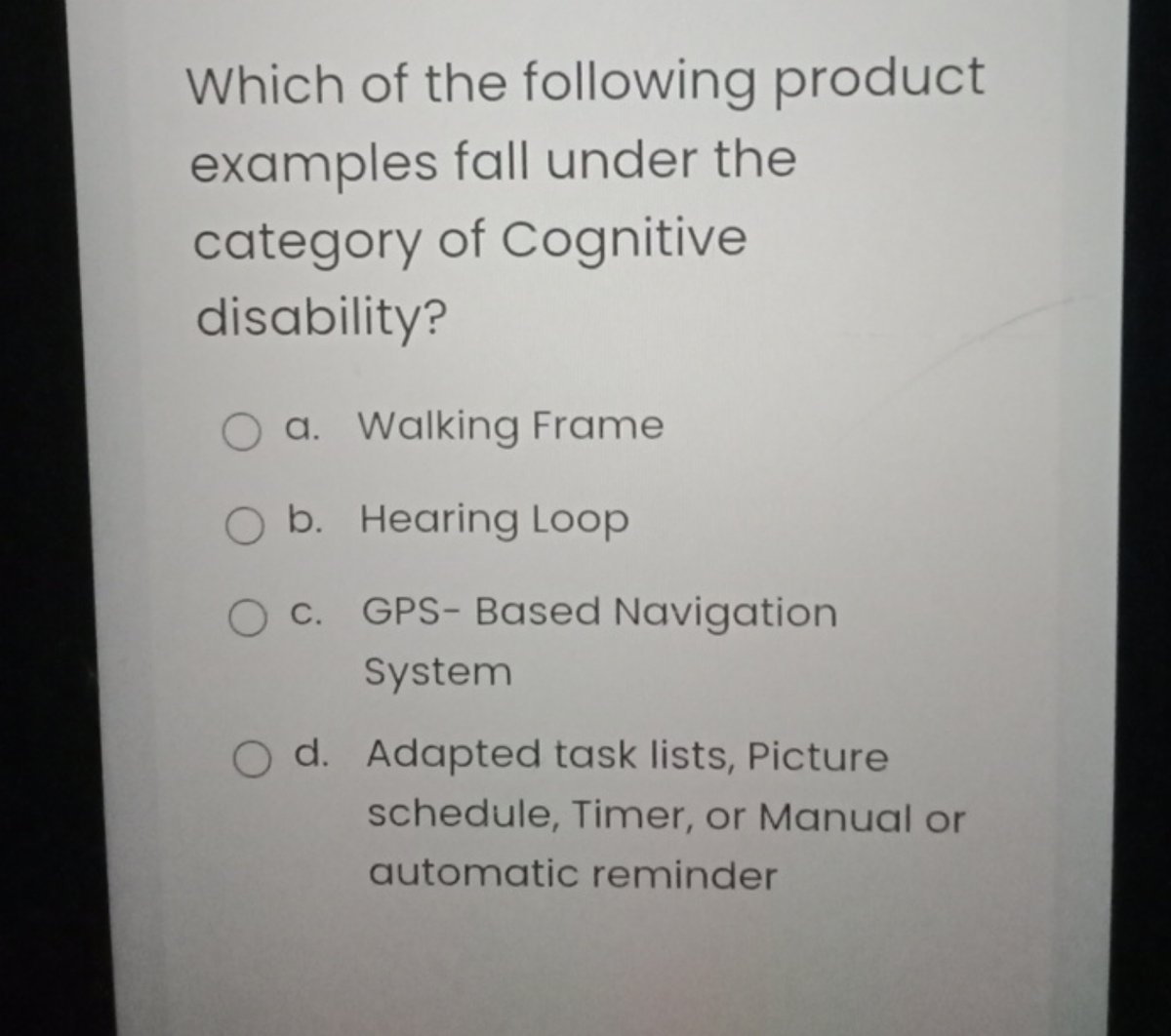 Which of the following product examples fall under the category of Cognit..