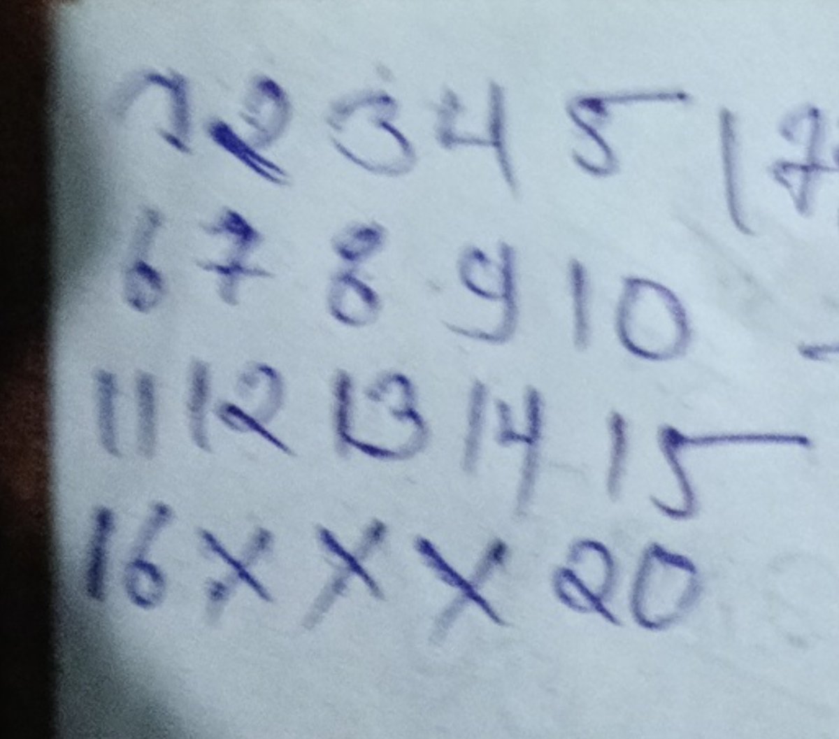 The image shows a sequence of numbers with some missing. The numbers are