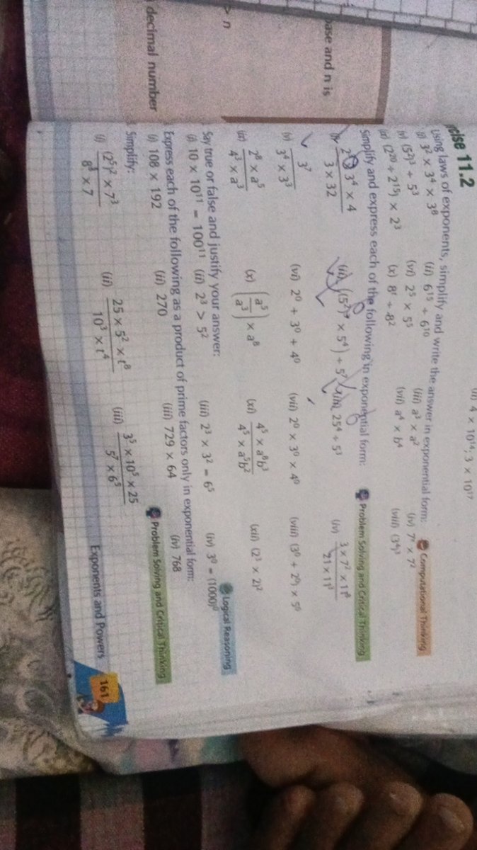 Here are some questions from the topic "Exponents and Powers". Please sol..